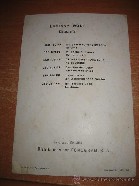 postal discografia luciana wolf firmada por la - Comprar Postales y ...