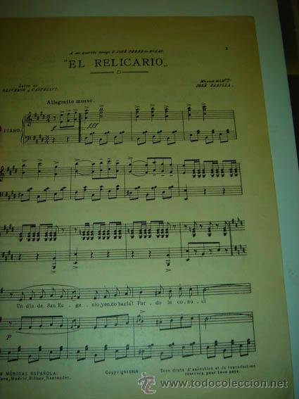 partitura el relicario, letra oliveros y castel - Comprar Partituras ...