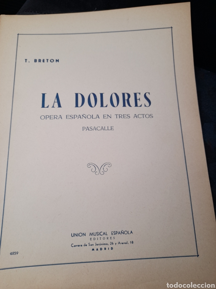 antigua partitura la dolores, opera española en - Comprar Partituras ...