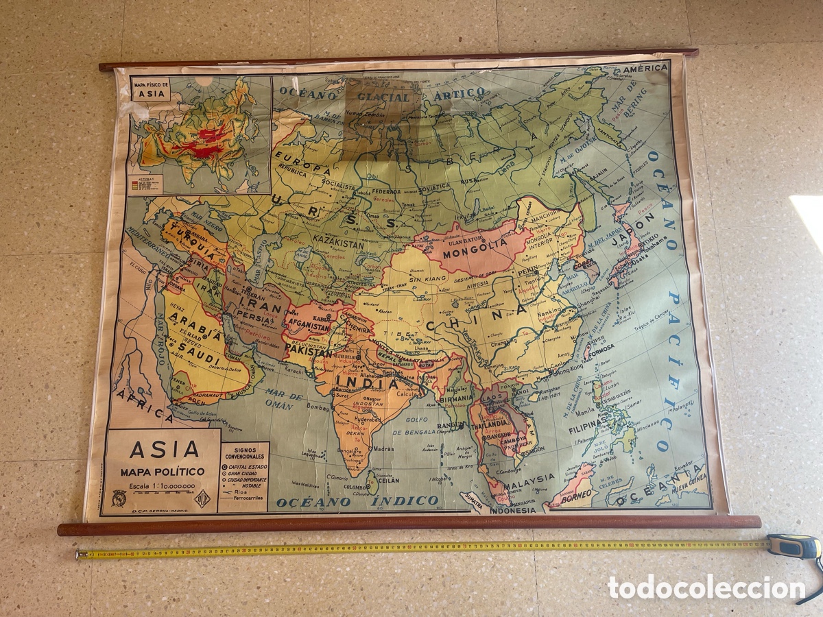 mapa politico asia años 60 - Compra venta en todocoleccion