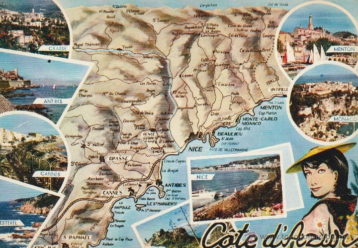 nº 18510 postal francia costa azul mapa - Comprar Postales antiguas de ...