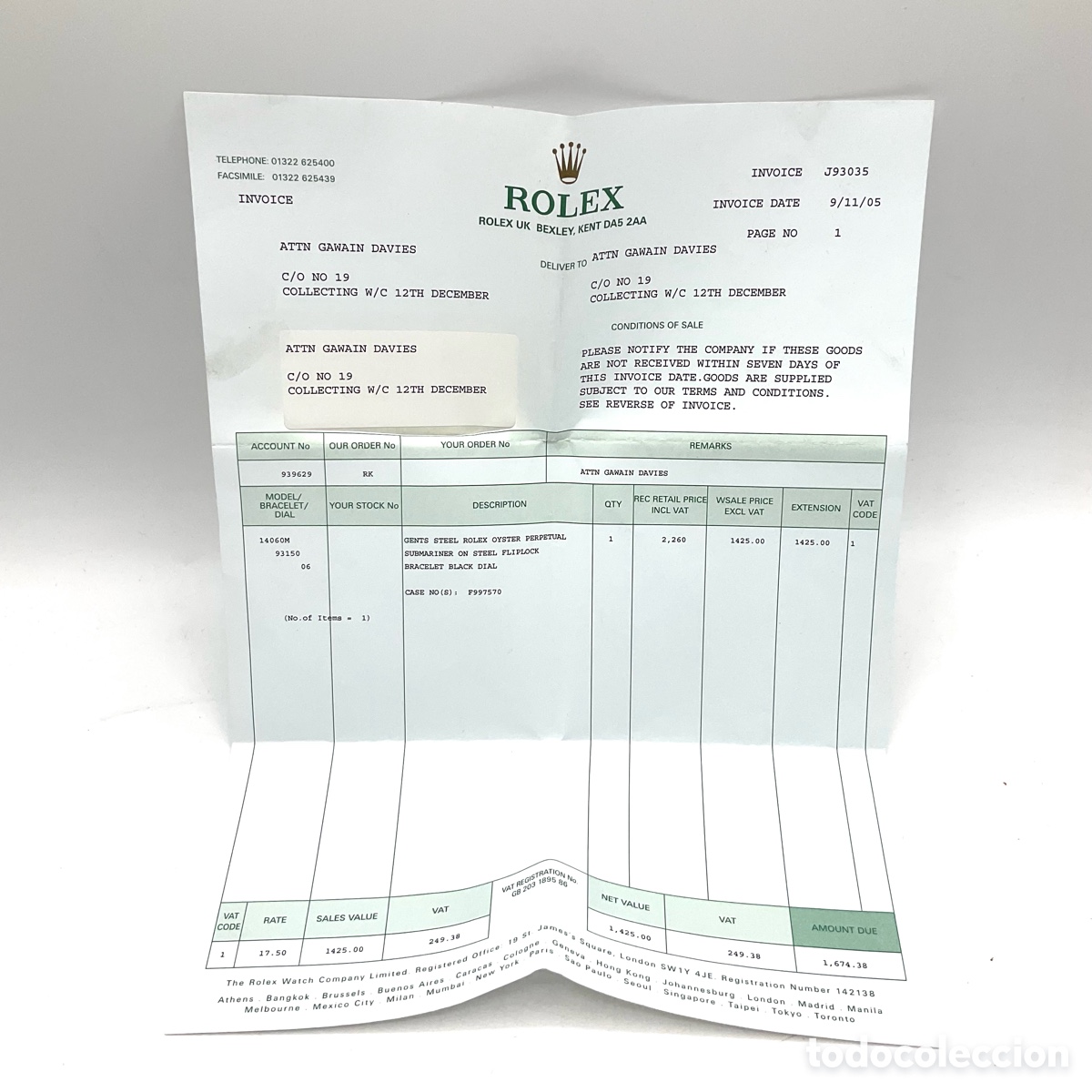 rolex factura reloj “” - Compra venta en todocoleccion