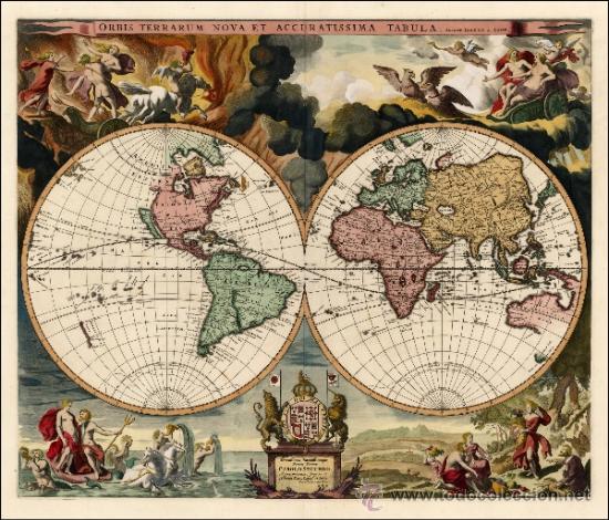 lamina mapa antiguo orbis terrarum nova 70x60 - Comprar en ...