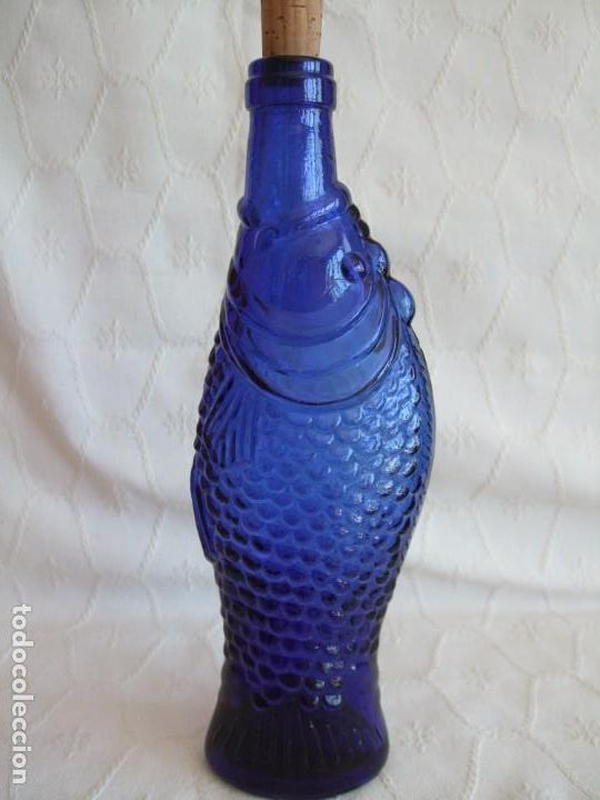 vintage. original botella cristal azul cobalto - Comprar Cristal y ...