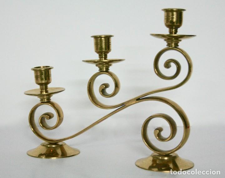 candelabro de bronce vintage de tres velas - Comprar Lámparas vintage ...