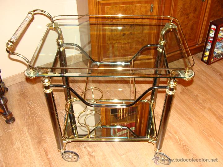 carro de cristal biselado y metal dorado - Comprar Muebles vintage en ...